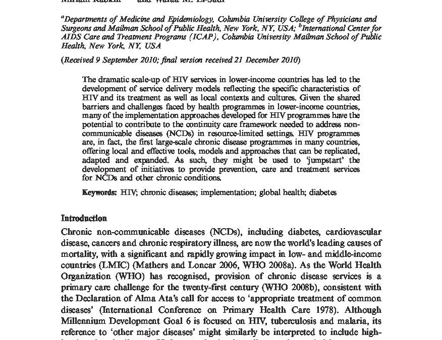 ICAP_CQUIN_Rabkin & El-Sadr – HIV and NCDs | CQUIN